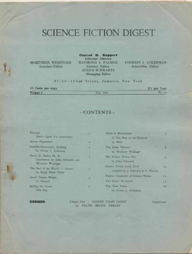 SCIENCE FICTION DIGEST. Vol. 1, No. 11. 1933.