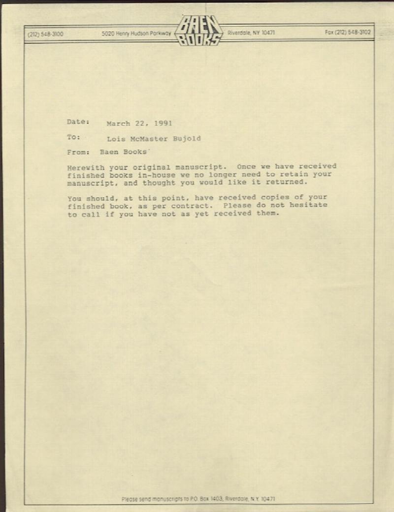 THE VOR GAME. Signed, 390 page, Hugo Award Winning novel, final ...